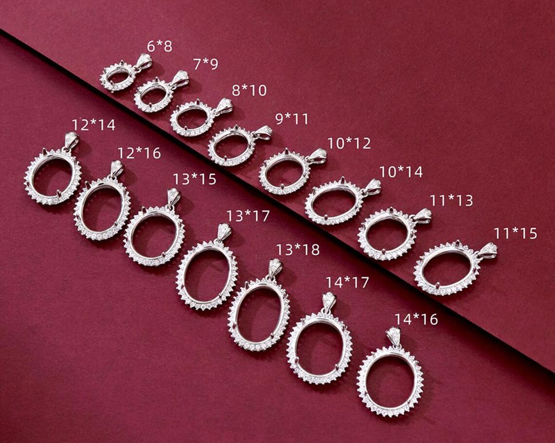 1pc Multiple Sizes 4 Prongs Bezel Settings for Oval CZ Stone, Solid 925 ...