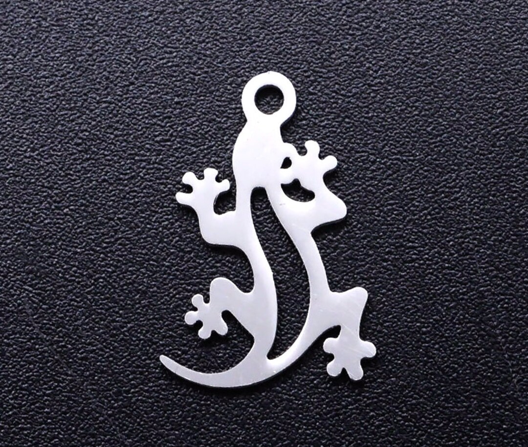 Stainless Steel Laser Cut Lizard Charm, Lizard Pendant, Gold Gecko ...