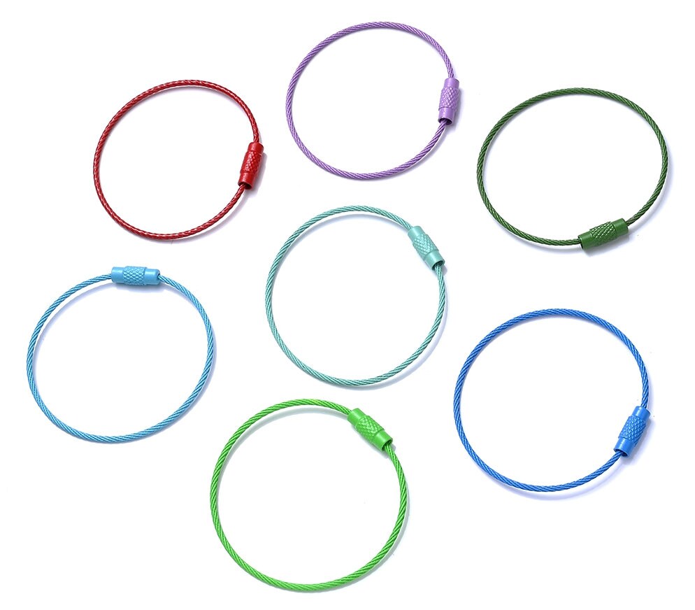 10pcs Wire Key Ring, 50mm Stainless Steel Wire Rope Key Chain, Round ...
