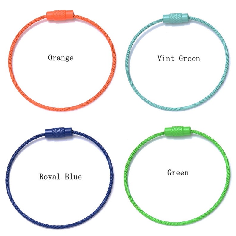 10pcs Wire Key Ring, 50mm Stainless Steel Wire Rope Key Chain, Round ...