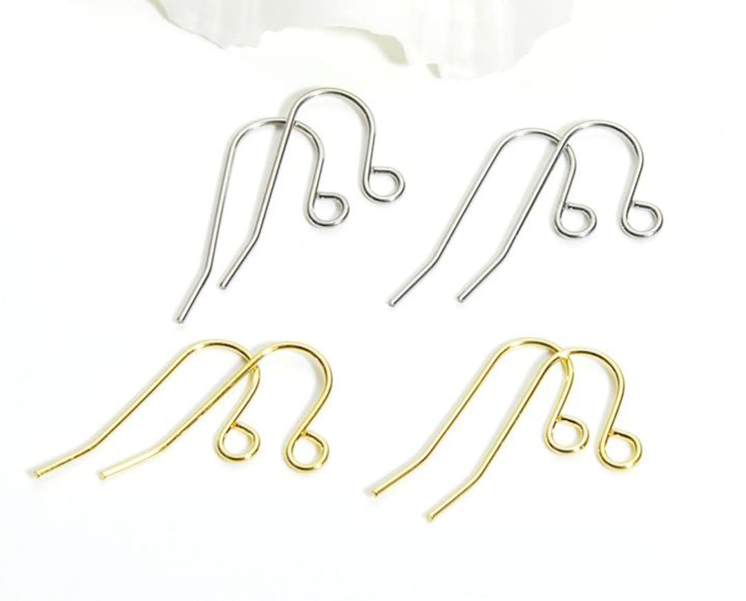 50/100pcs 20mm 316L Stainless Steel Ear Hooks, End Loop Earring Hook ...