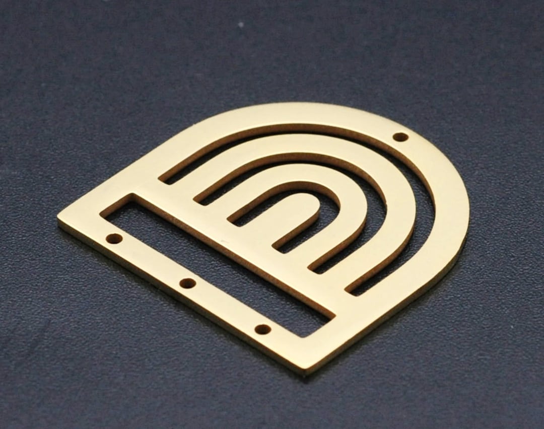 Stainless Steel Laser Cut D Shape Pendant, Hallow D Charms, Gold Half ...