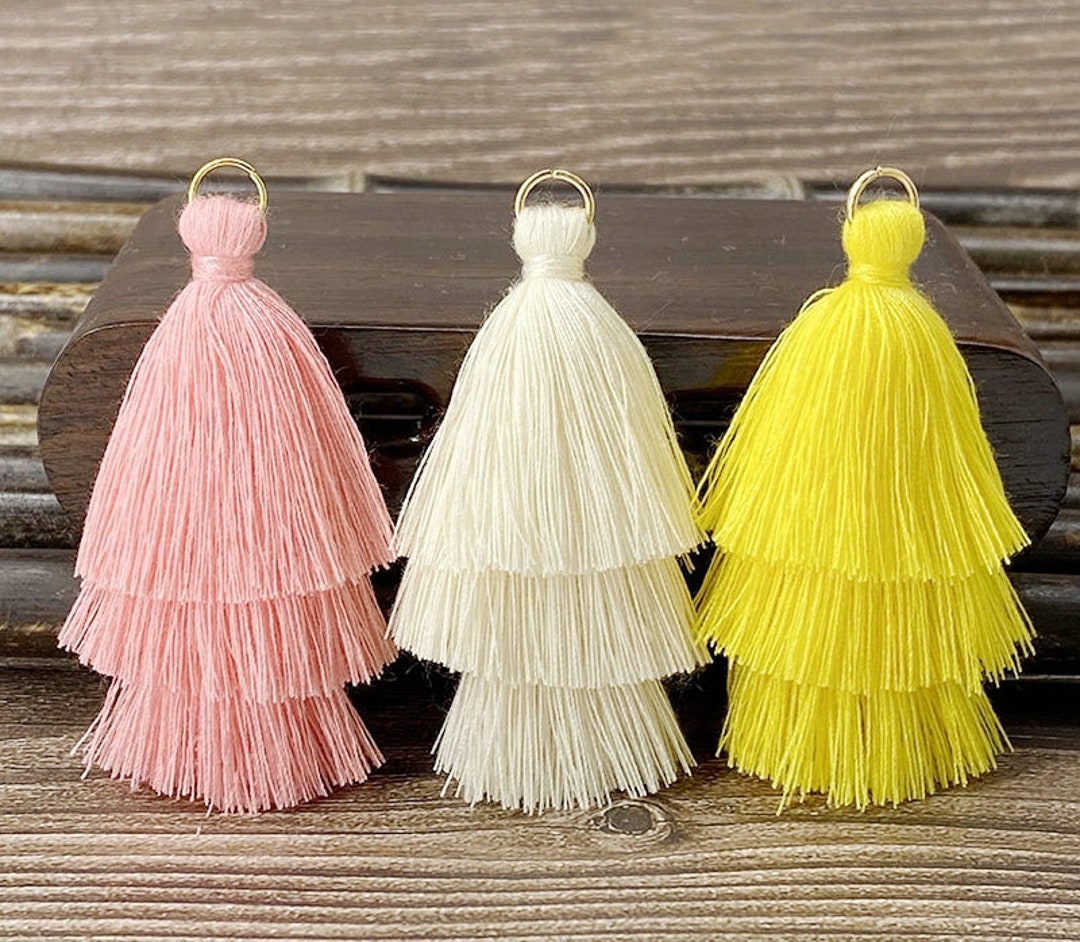 10pcs Cotton Tassels, 65mm Tassels, 3 Layers Handmade Thread Tassel ...