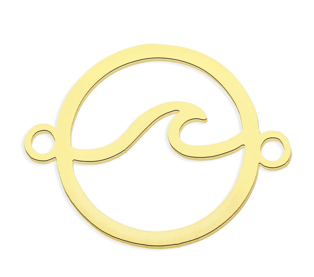 Stainless Steel Laser Cut Sea Wave Pendant, Hallow Wave Charm, Gold ...