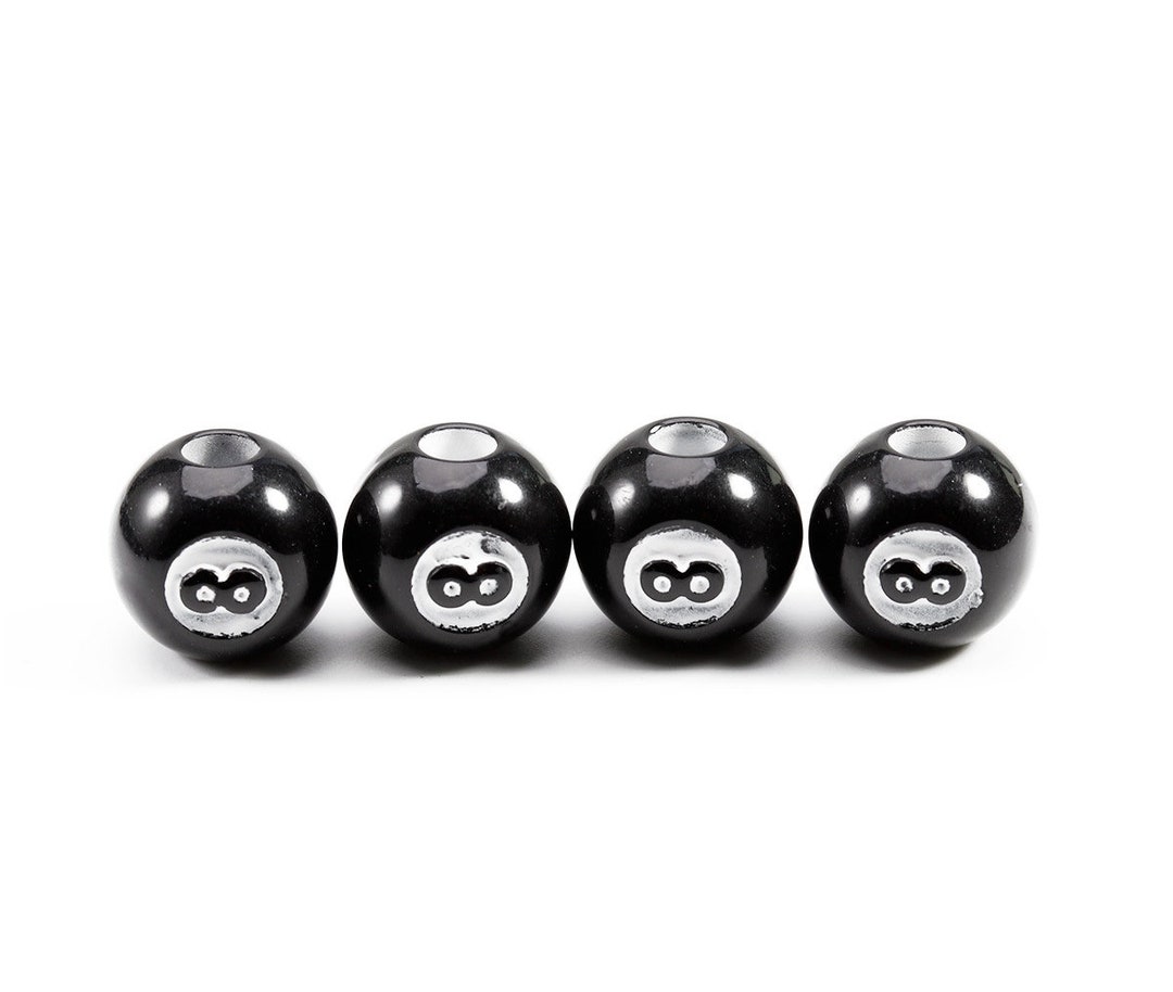 50pcs 11mm Straight Hole Billiards Beads, Acrylic 8 Ball Bead, Black 8 ...