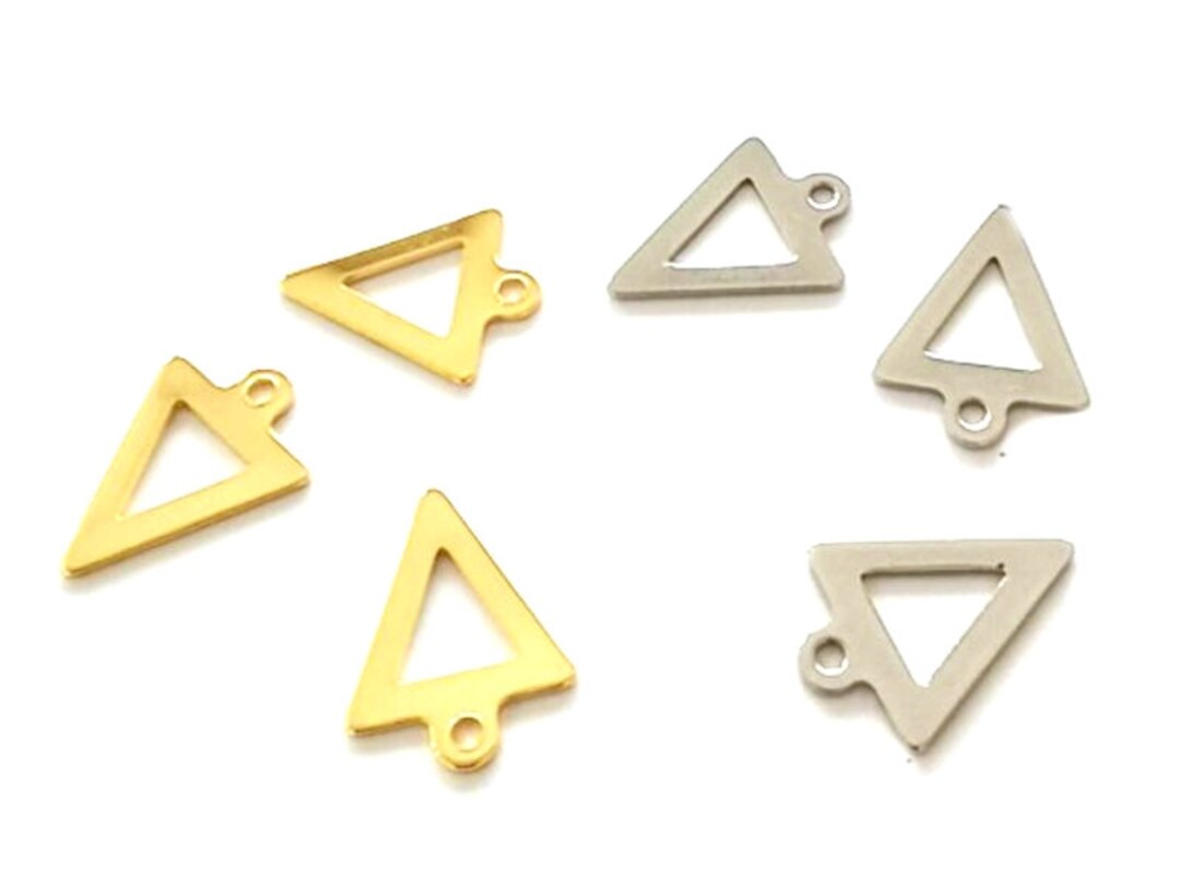 50pcs 12x9mm Stainless Steel Triangle Charms, Gold Triangle Pendants ...