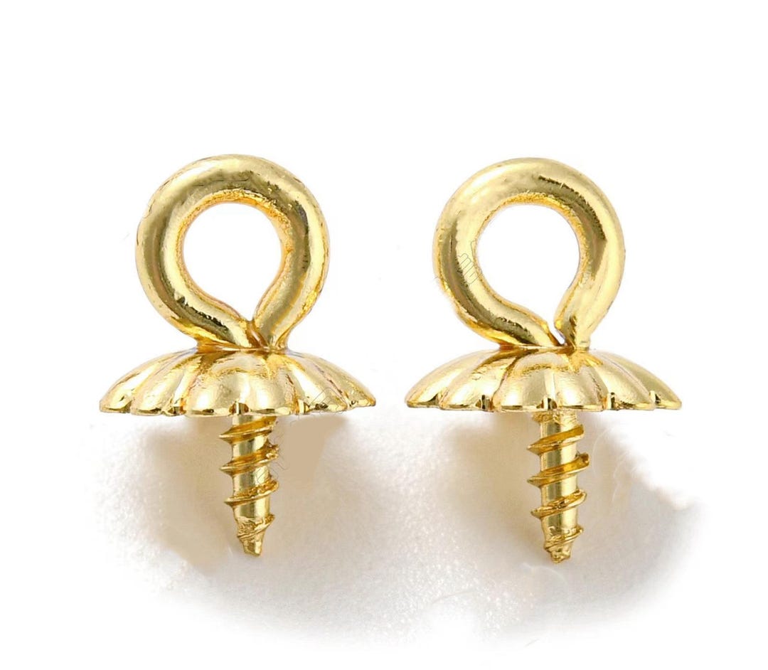 50pcs 4x8mm Stainless Steel Eye Pins, Pearl Bead Cap Screw Eyepins ...