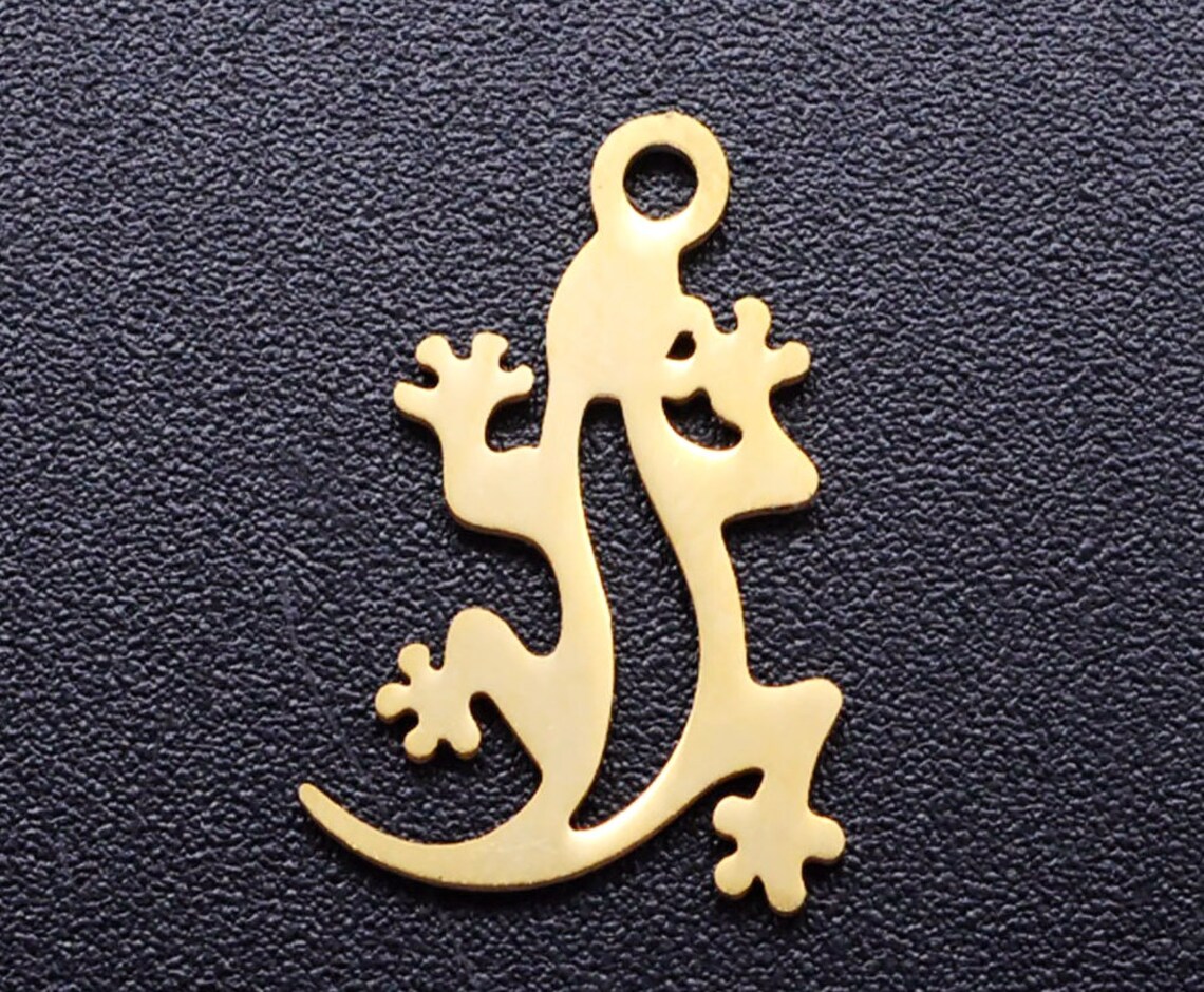 Stainless Steel Laser Cut Lizard Charm Lizard Pendant Gold - Etsy