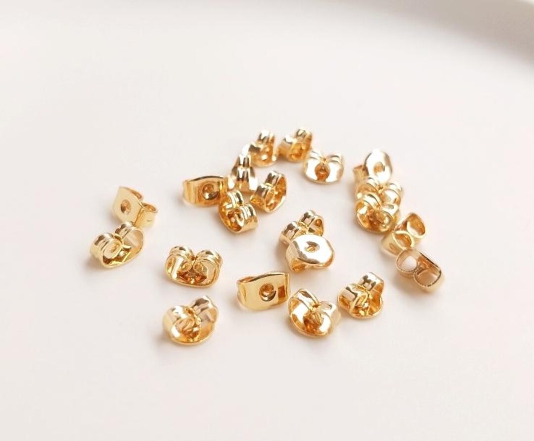 20/50pcs 4x6mm 14K Gold Filled Ear Stoppers, Ear Stopper Nuts, Gold ...