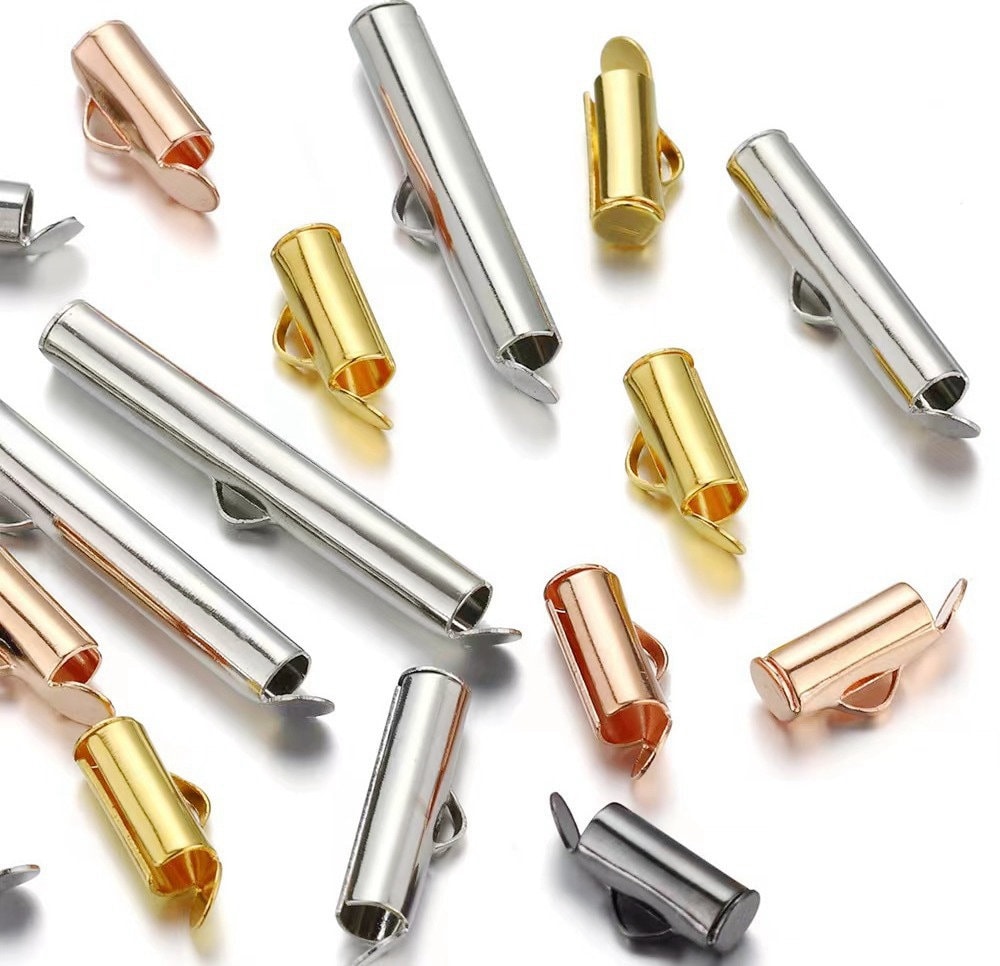 10pcs Stainless Steel Slide on End Clasp Tube Slider End Caps, Tube ...