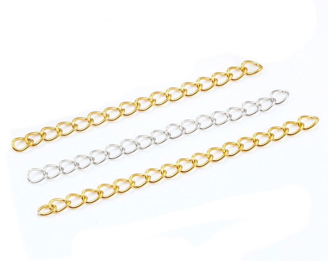 50pcs 50mm Stainless Steel Extension Chain, Necklace End Chain ...