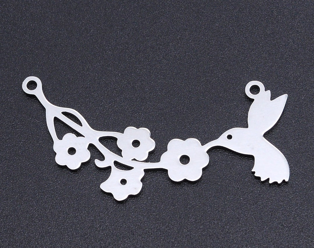 Stainless Steel Laser Cut Hummingbird Pendant, Tree Branch Charms ...