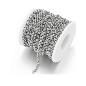 10 Feet Stainless Steel 4mm Rolo Chain, Tarnish Resistant Gold Silver ...