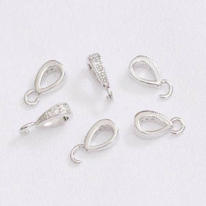 10pcs CZ Pave Open Loop Bails, 18K Real Gold Plated Bail Bead, Pinch ...