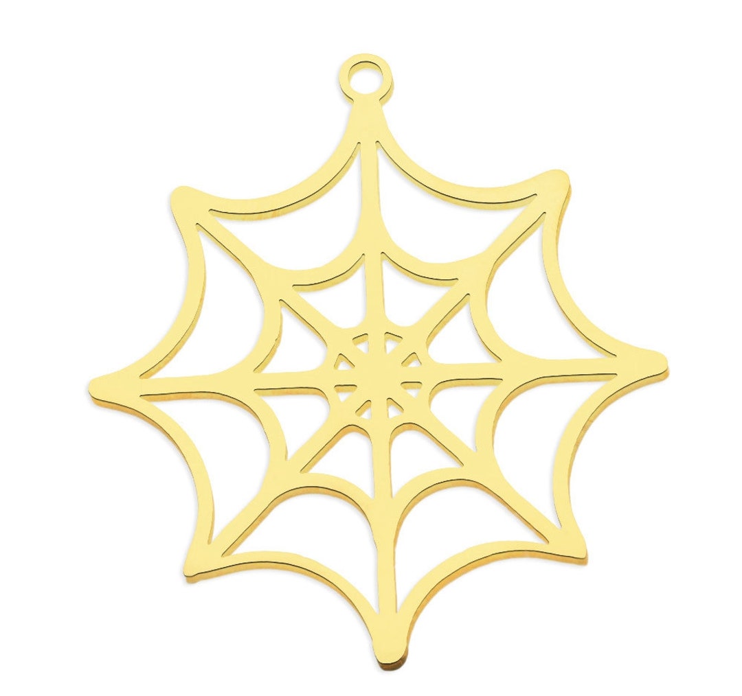 Stainless Steel Laser Cut Spider Web Pendant, Spider Web Charm, Gold ...