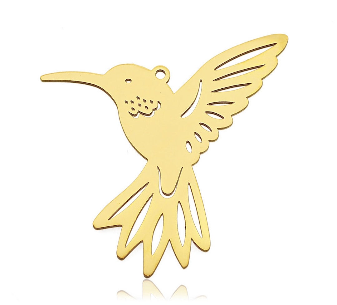Stainless Steel Laser Cut Hummingbird Charm, Bird Pendant, Filigree ...