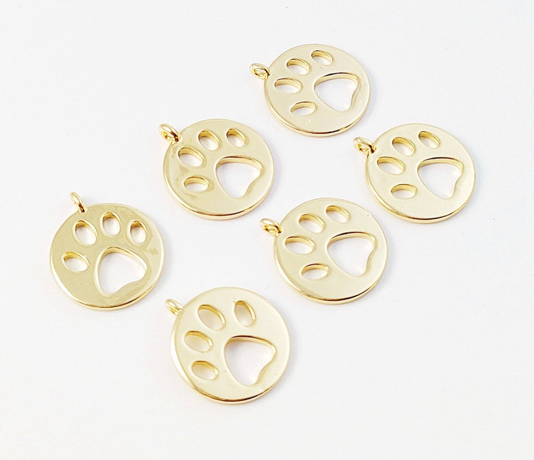 6pcs Gold Paw Pendant, 18K Gold Dog Paw Charms, Brass Animal Paw ...