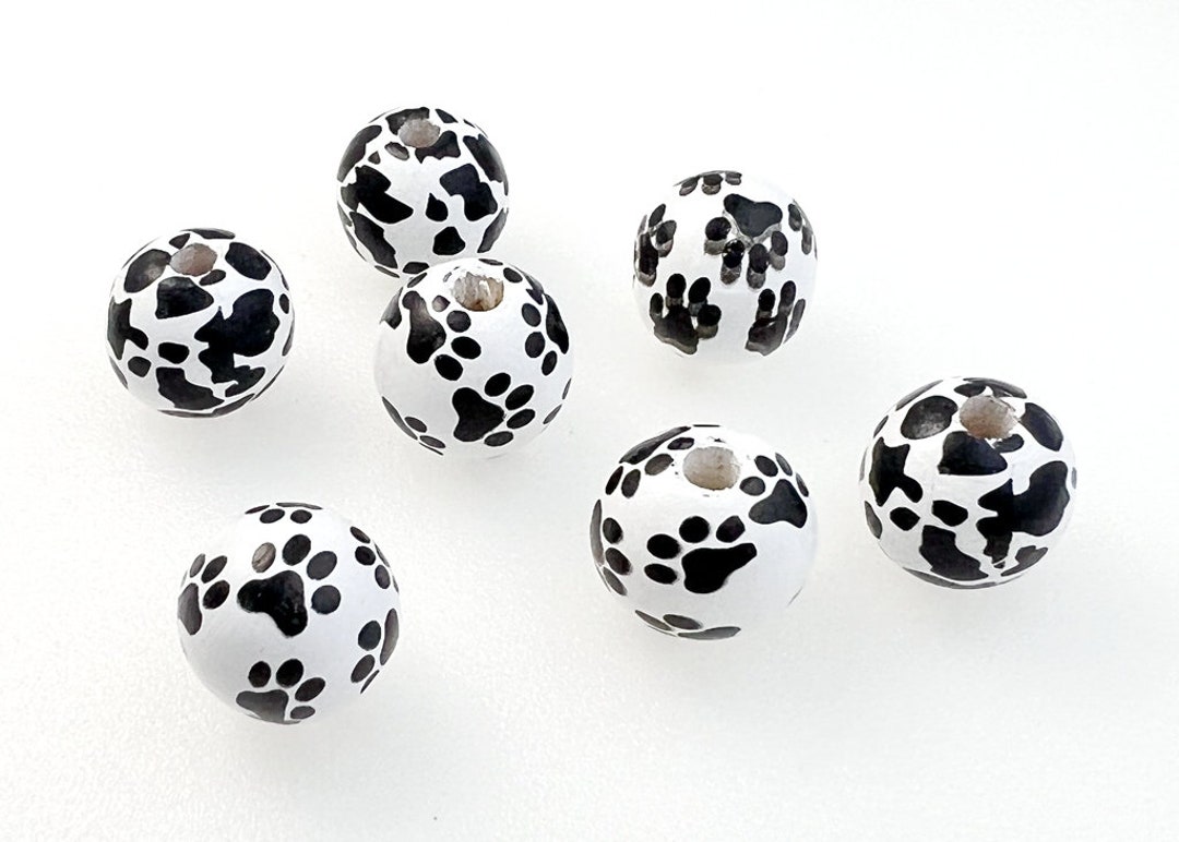 50pcs Dog Paw Beads Wood Animal Foot Print Bead Round Wood - Etsy