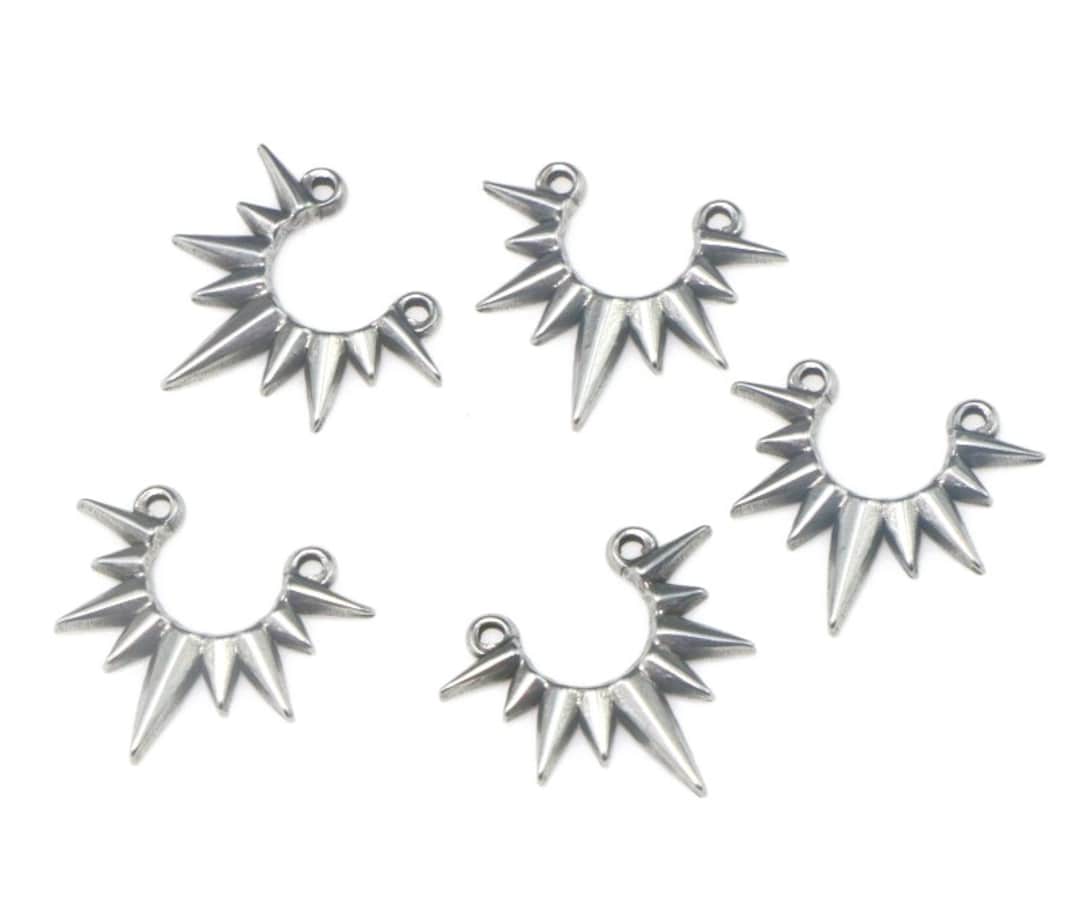 Stainless Steel Laser Cut Spike Pendant, Sun Charms, DIY Necklace ...