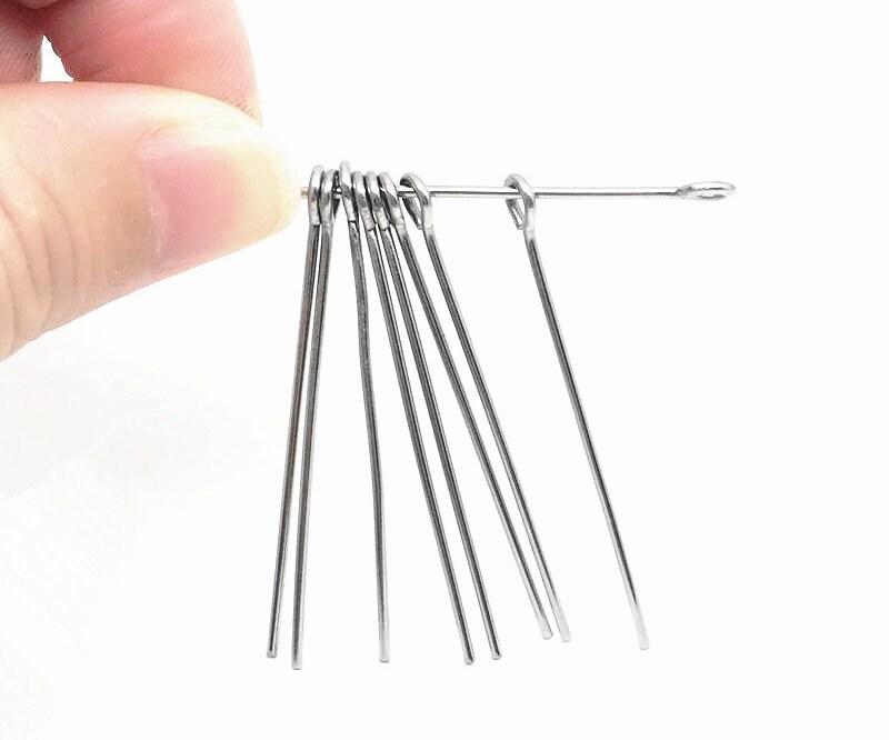 100pcs 16/20/25/30/35/40/45/50/60/70mm Eye Pins, Stainless Steel Eye ...