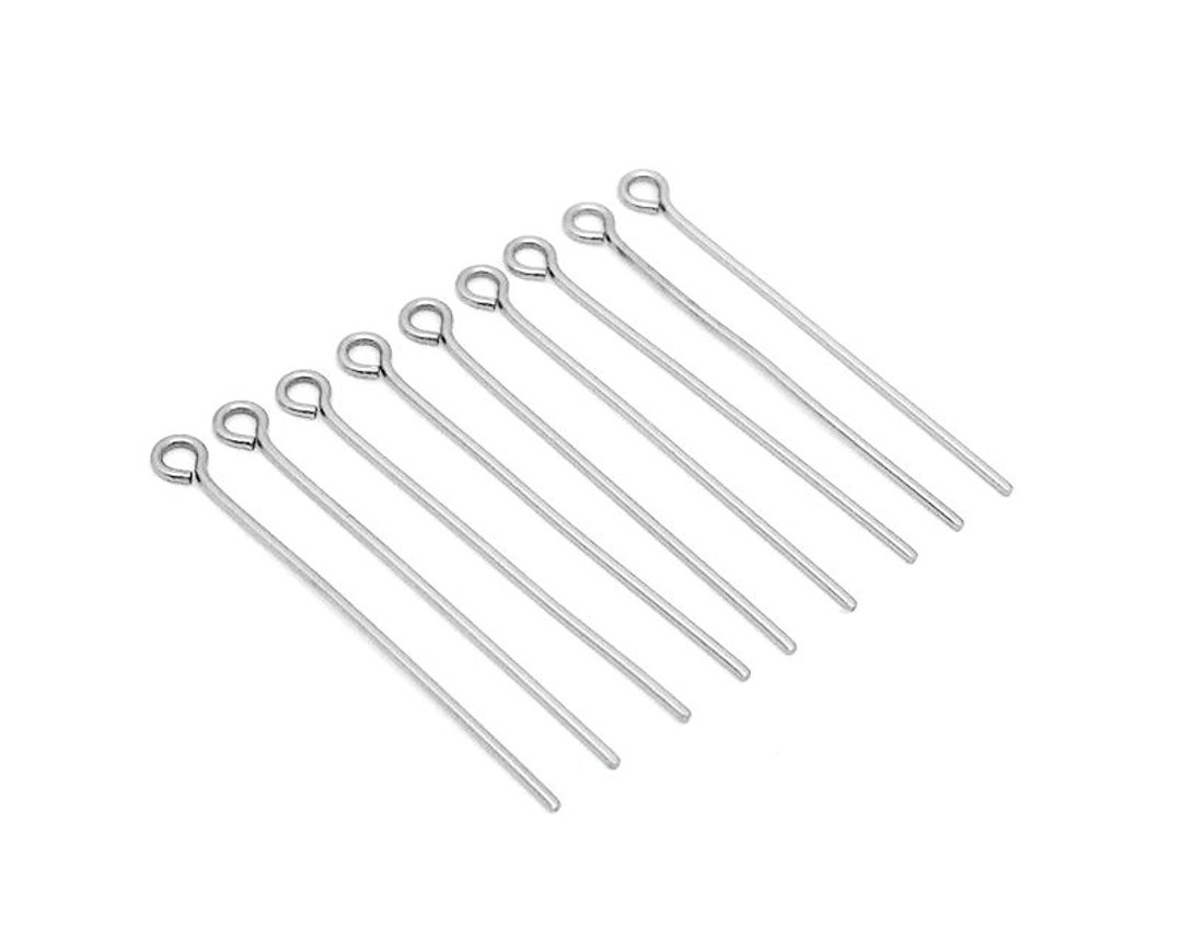 100pcs 16/20/25/30/35/40/45/50/60/70mm Eye Pins, Stainless Steel Eye ...