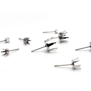 30pcs 4mm5mm 6mm 8mm 316 Stainless Steel Diamond Earring Post, 6 Prong ...