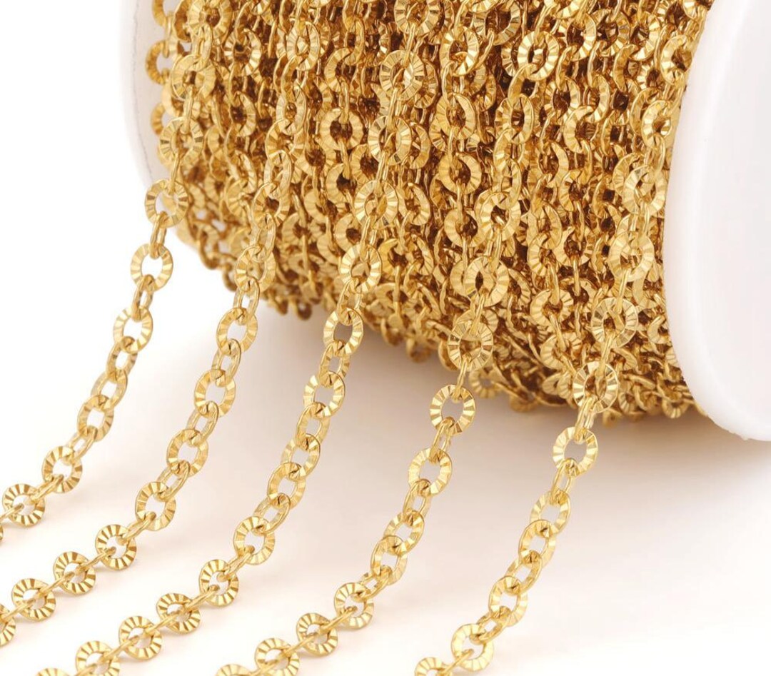 16 Feet 5 Meters Stainless Steel Sunflower Chain, Hammered Link Chain ...