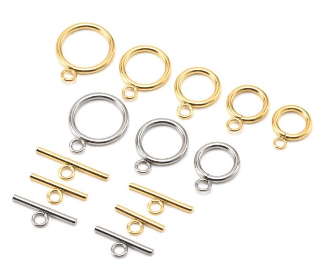 Stainless Steel Toggles, Round Toggle, Gold Plated Bracelet Toggle, OT ...