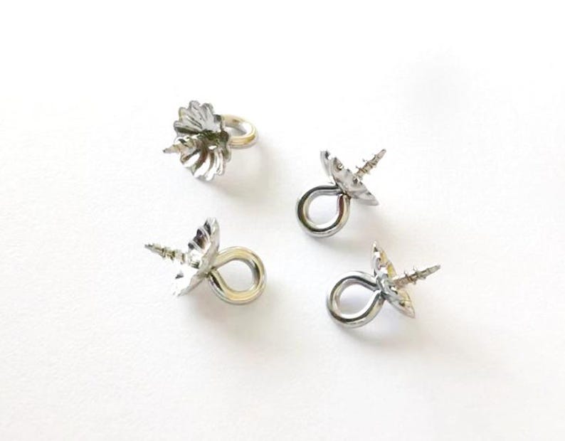 50pcs 4x8mm Stainless Steel Eye Pins, Pearl Bead Cap Screw Eyepins ...