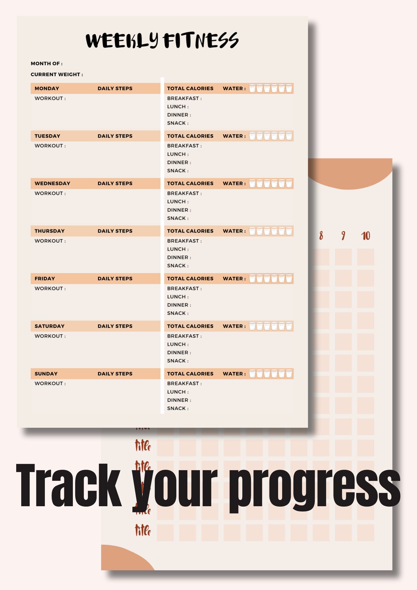 Weigh In, Fitness Tracker, A4, Printable Tracker, Exercise Tracker ...