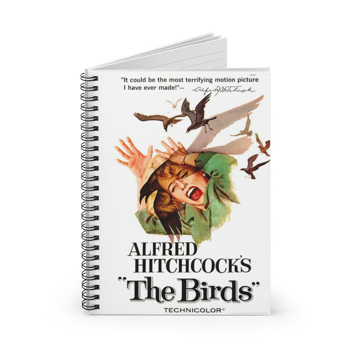 Alfred Hitchcock the Birds Movie Poster Spiral Notebook Ruled Line Gift ...