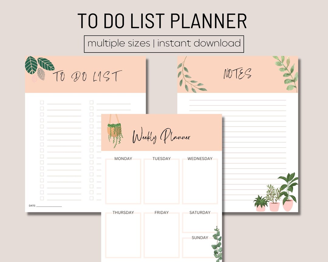 Digital to Do List Planner, Printable Checklist, Weekly Planner, Lined ...