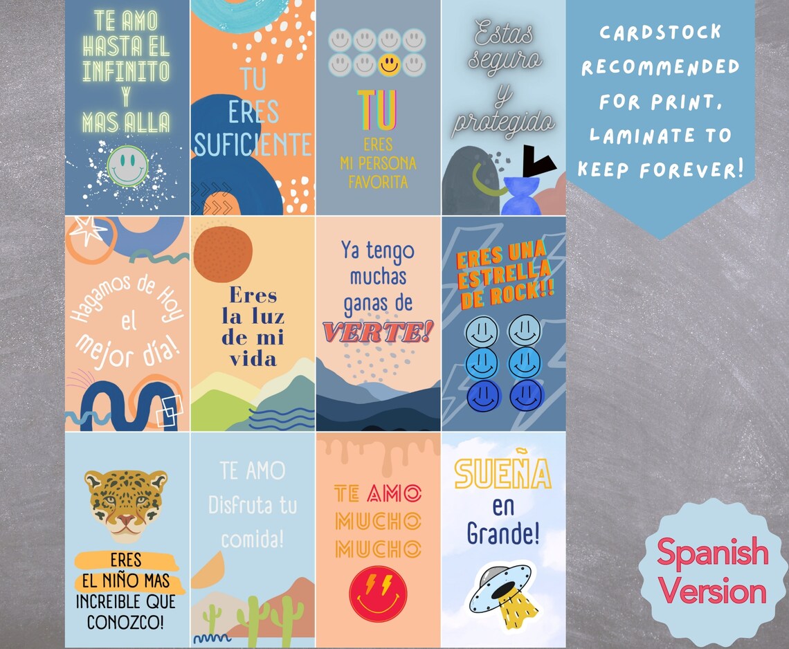 Printable SPANISH Boys Lunchbox Affirmation Notes for Kids Instant ...