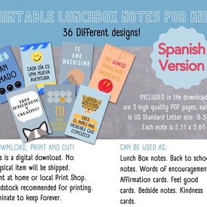 Printable SPANISH Boys Lunchbox Affirmation Notes for Kids Instant ...