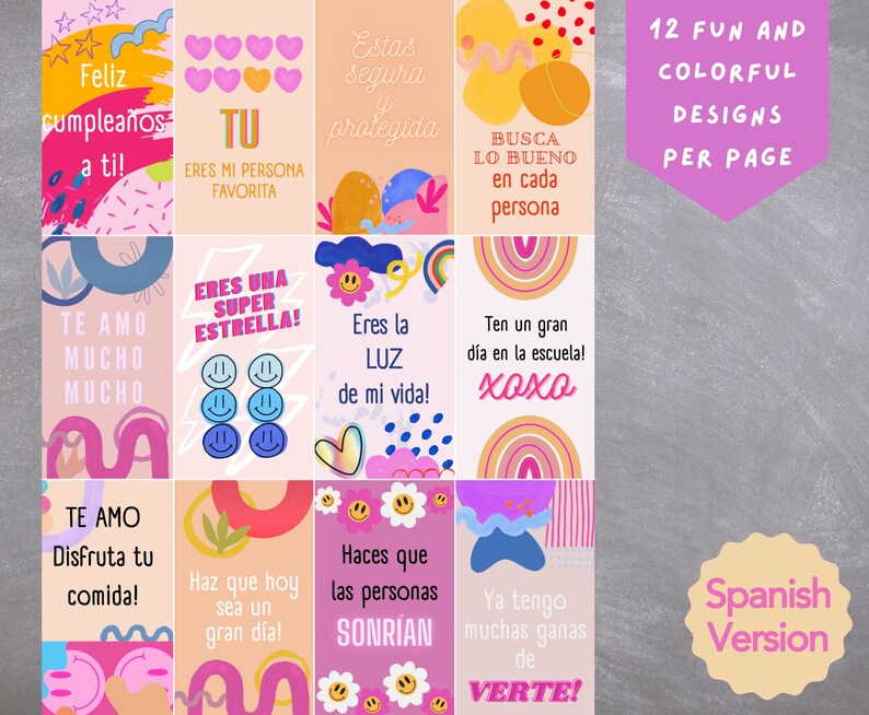 Lonchera en ESPAÑOL imprimible Notas de afirmación positiva para niños ...