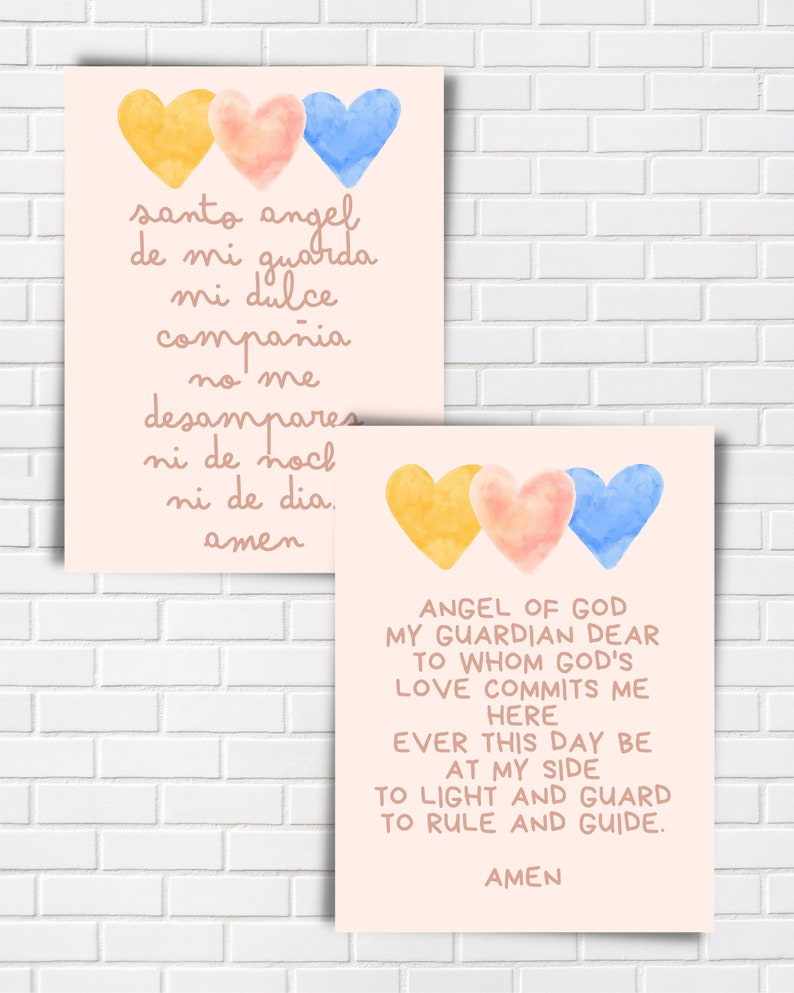 Angel Prayer Kids PRINTABLE Nursery Educational Wall Art, School Church ...