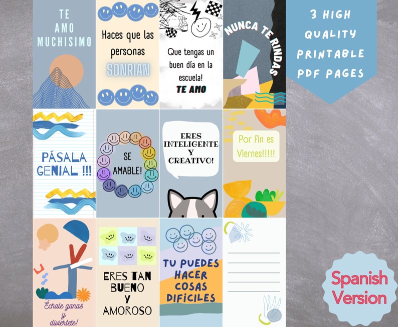 Printable SPANISH Boys Lunchbox Affirmation Notes for Kids Instant ...