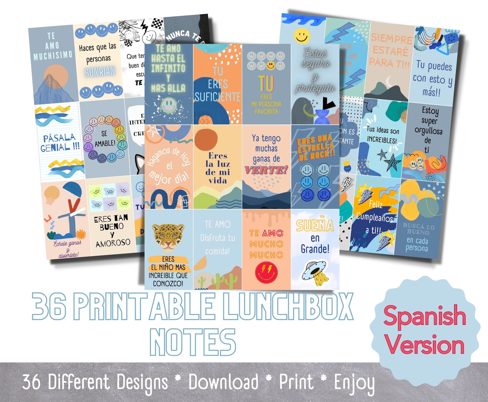 Printable SPANISH Boys Lunchbox Affirmation Notes for Kids Instant ...
