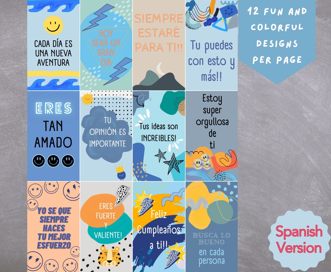 Printable SPANISH Boys Lunchbox Affirmation Notes for Kids Instant ...