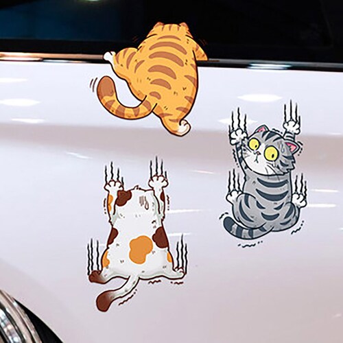 Cute Cartoon Cat Car Sticker Funny Cat Scratch Decals Custom - Etsy