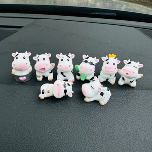 8PCS Cute Cow Car Rearview Mirror Ornament, Kawaii Car Dashboard Decor ...