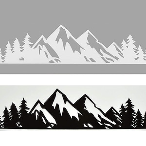 Vinyl Mountain and Trees Sticker, Waterproof Emblem Graphic Decal ...