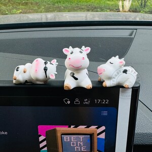 8PCS Cute Cow Car Rearview Mirror Ornament, Kawaii Car Dashboard Decor ...