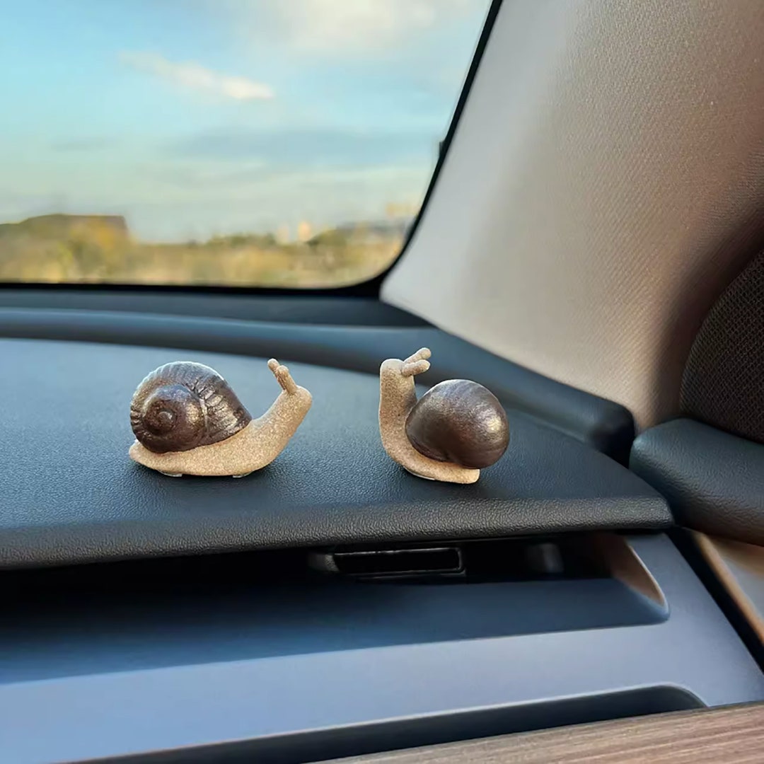 Kawaii Ceramic Snail Car Ornament, Mini Snail Car Decoration, Car ...