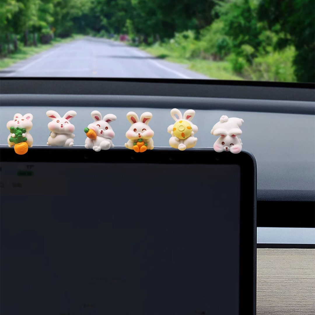 6PCS Cute Rabbits Carrots Car Dashboard Ornament Kawaii Car - Etsy