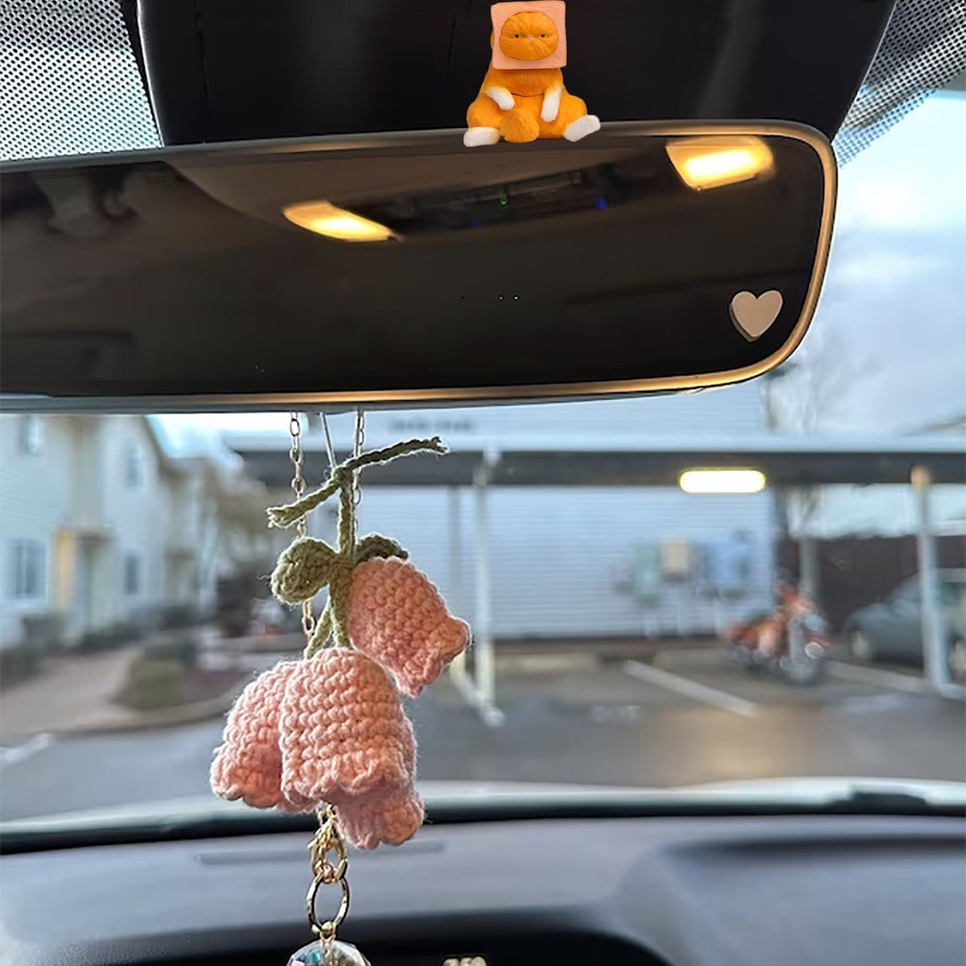 4PCS Funny Toast on the Cat Head Car Mirror Decoration, Car Review ...