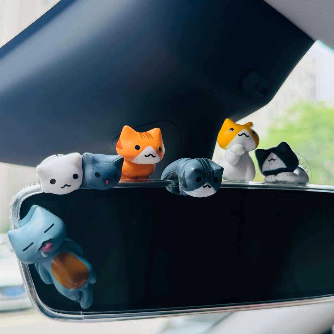 Cute Mini Cat Ornaments, Kawaii Car Decor, Car Mirror Dashboard ...