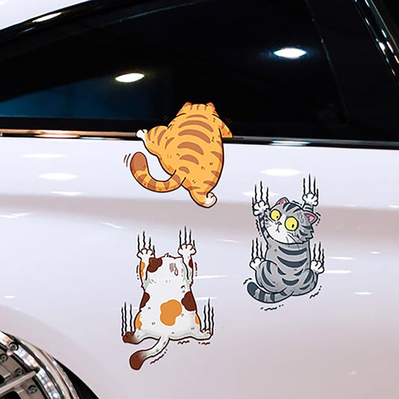 Cute Cartoon Cat Car Sticker, Funny Cat Scratch Decals, Custom ...