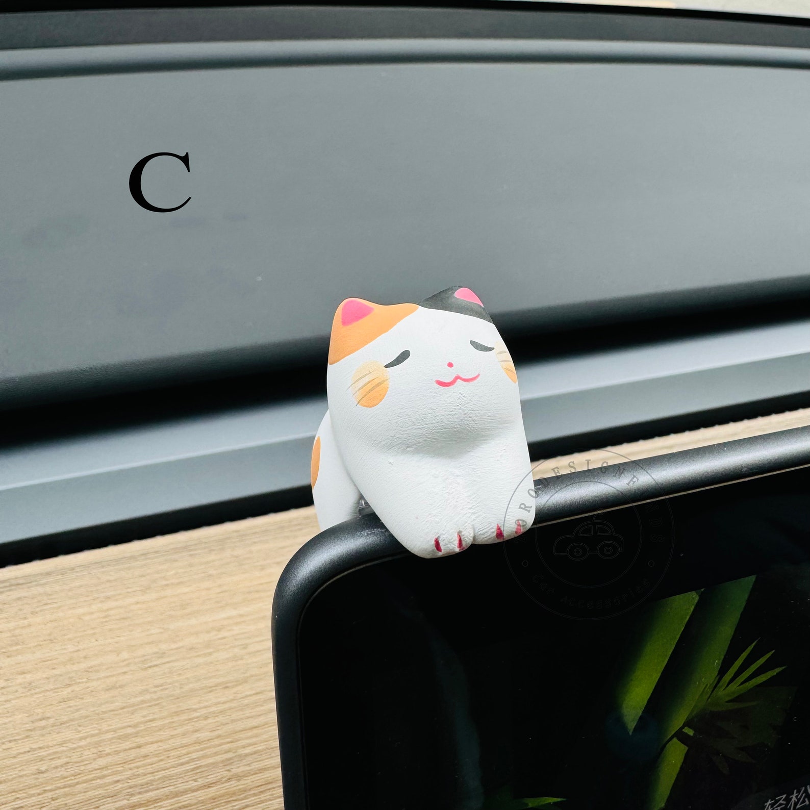 Cartoon Cat Car Review Mirror Decor, Cute Cat Figurine, Kawaii Car ...