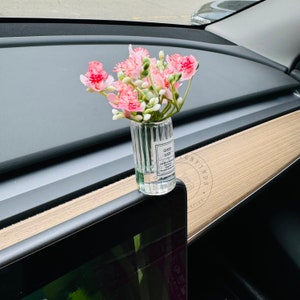3pcs Flower Glass Bottle Car Ornament, Flower Pot Car Accessory, Car ...